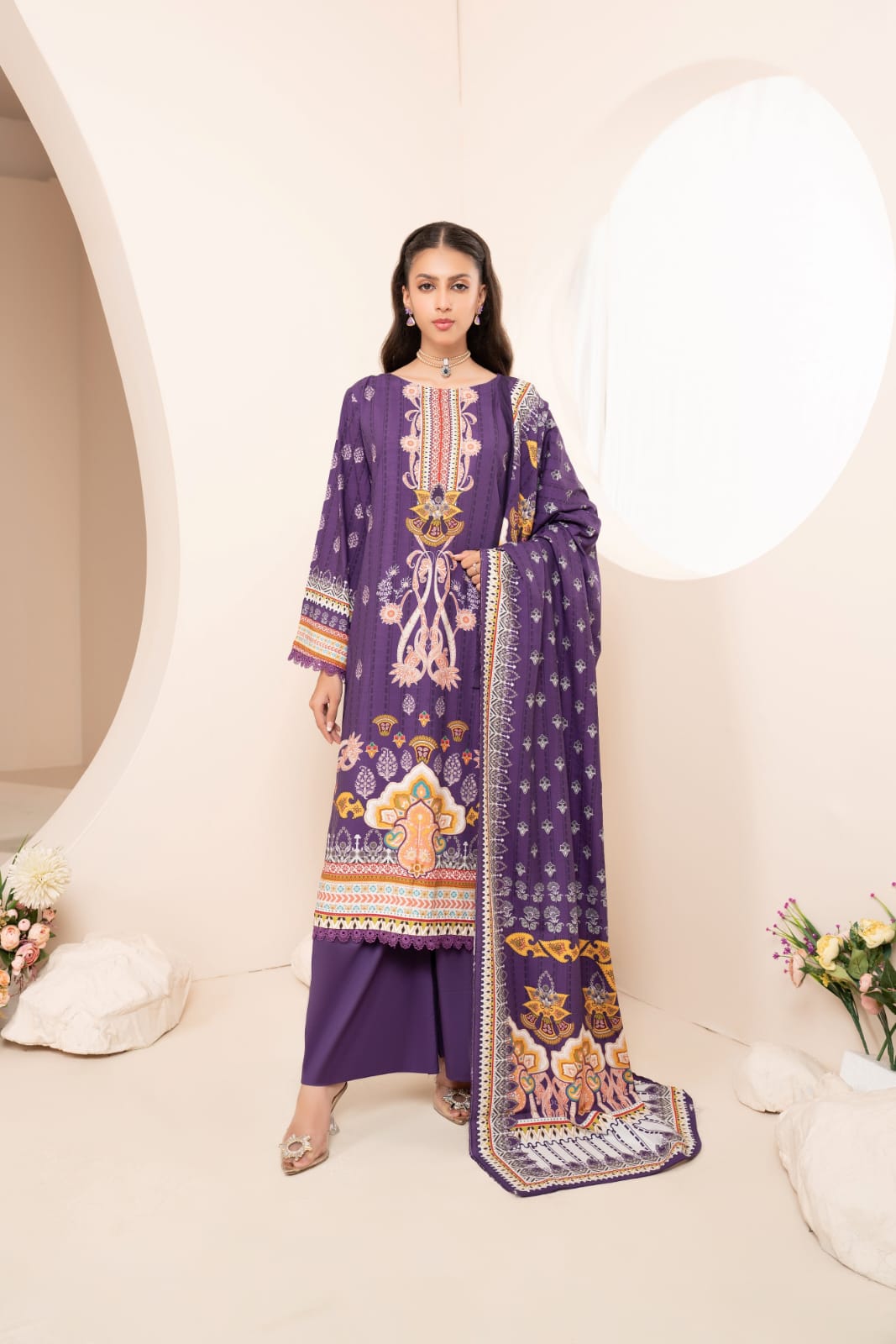 Unstitched 3PC Collection Imperial Violet – Hooram Collection